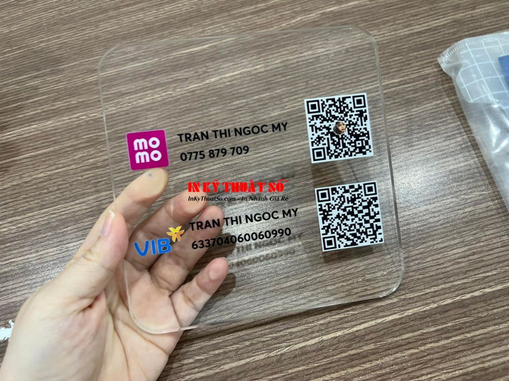 In bảng số tài khoản ngân hàng mã QR Code để bàn bằng mica trong 5li ...