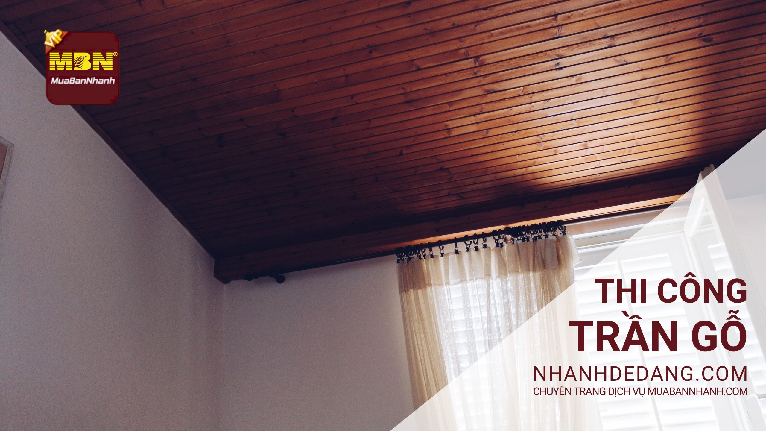 Thi công trần gỗ tự nhiên, gỗ công nghiệp, trần conwood, lam gỗ, nan gỗ