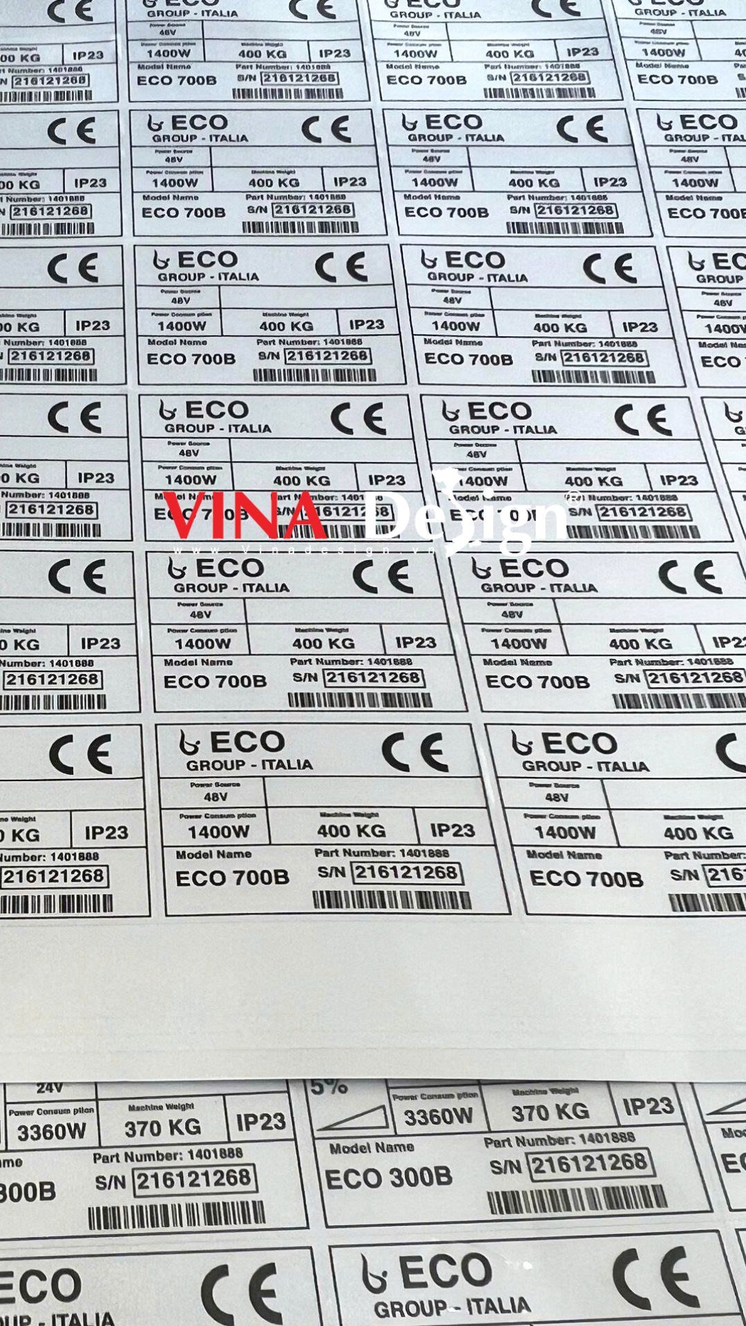 In tem decal xi bạc, tem nhãn máy móc thiết bị linh kiện điện tử ...