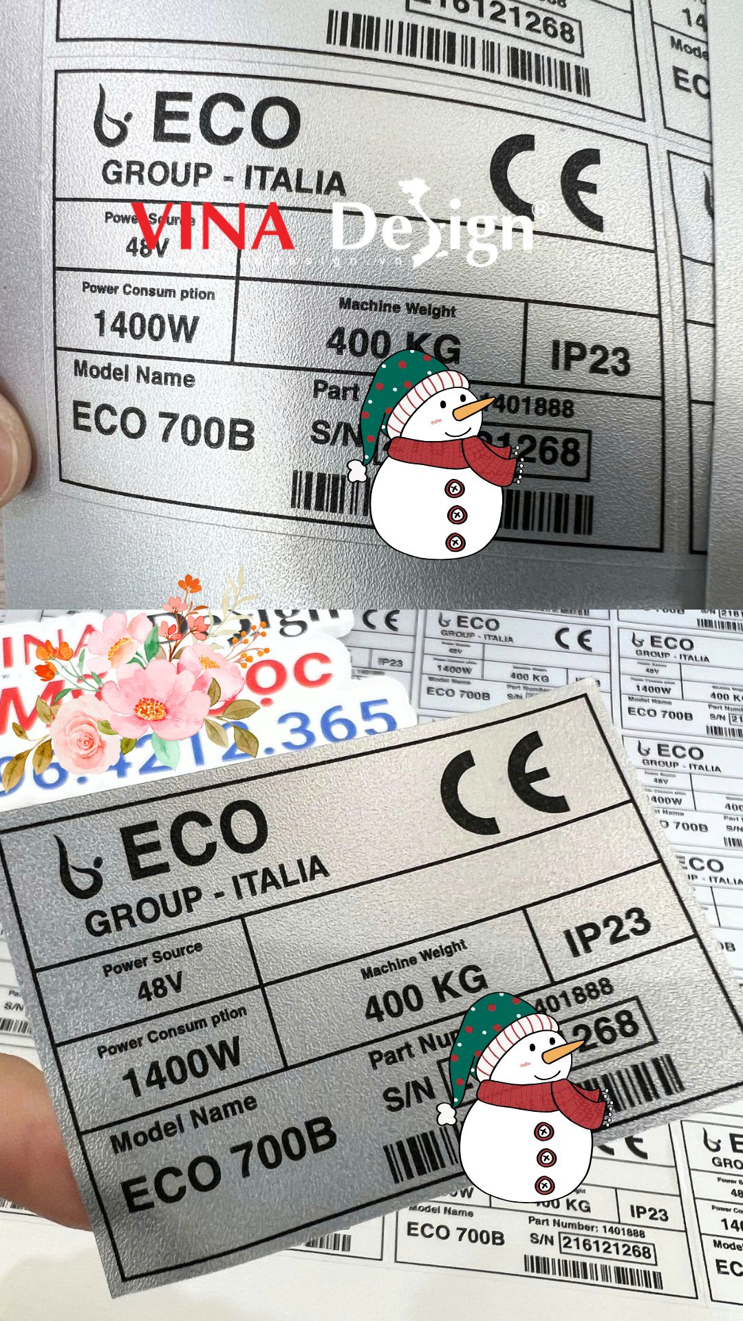 In tem decal xi bạc, tem nhãn máy móc thiết bị linh kiện điện tử ...