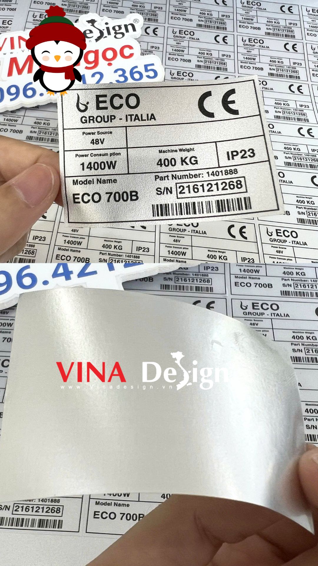 In tem decal xi bạc, tem nhãn máy móc thiết bị linh kiện điện tử ...