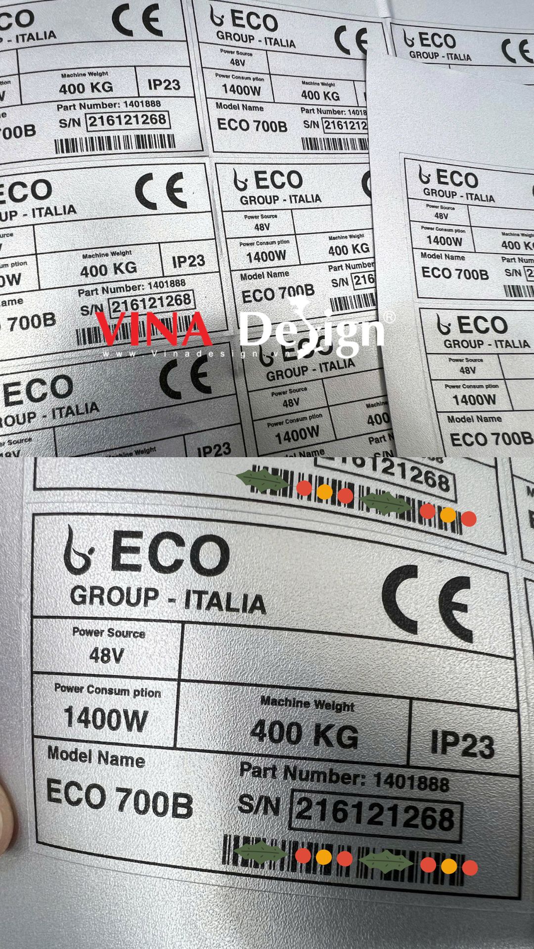 In tem decal xi bạc, tem nhãn máy móc thiết bị linh kiện điện tử ...